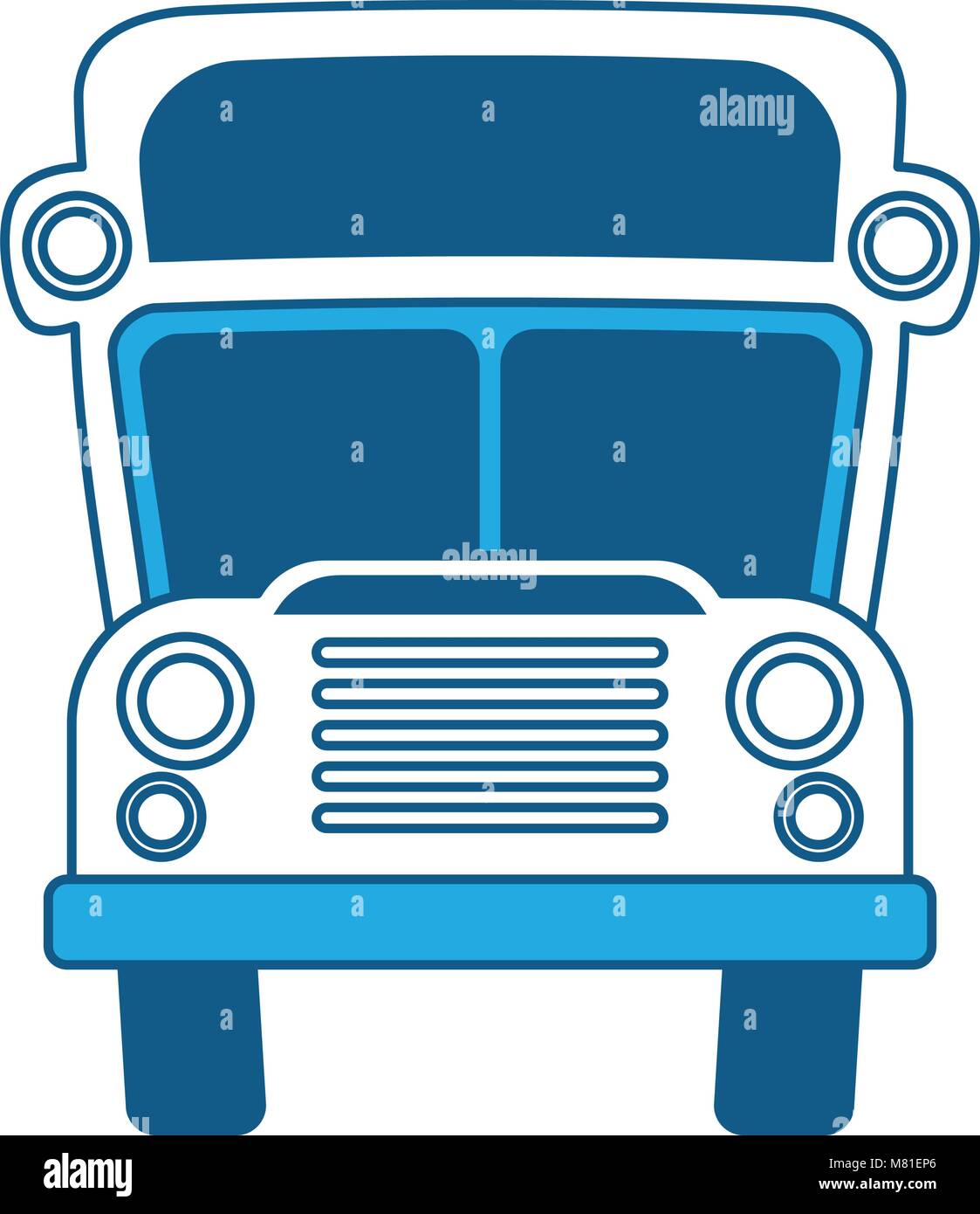 school bus icon over white background, blue shading design. vector ...