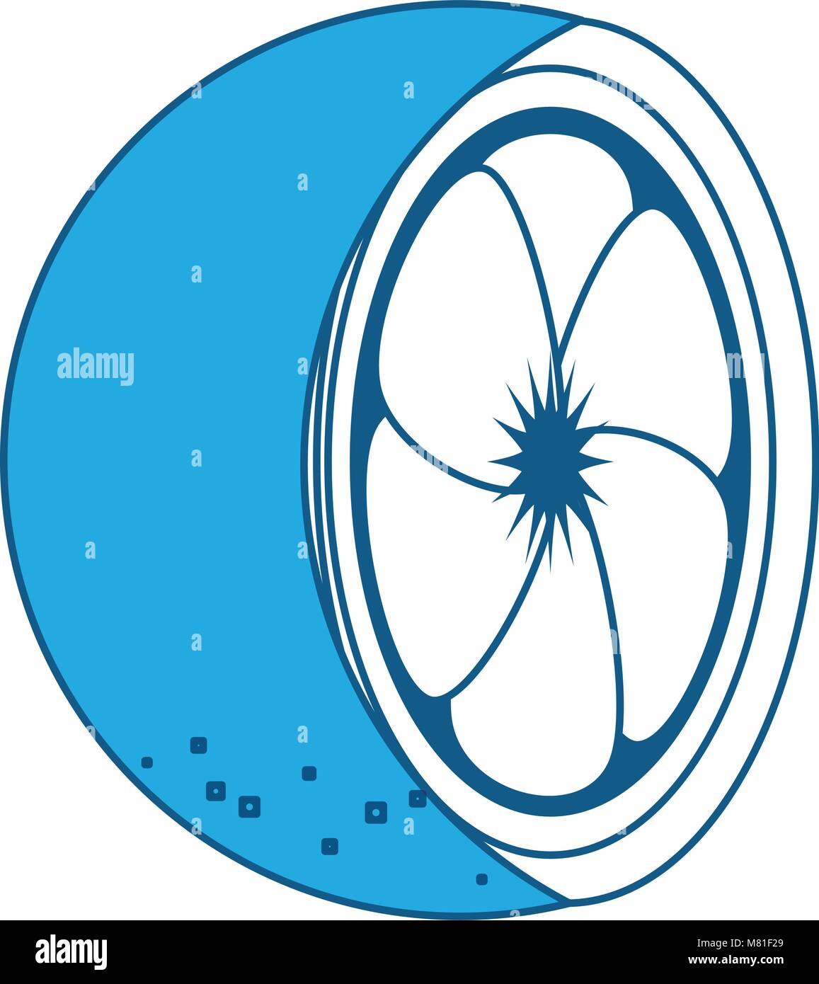 lemon slice icon over white background, blue shading design. vector ...