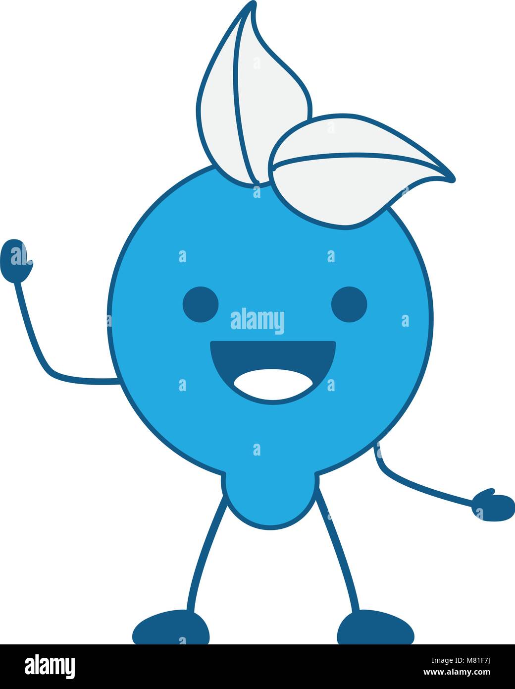 kawaii happy lemon icon over white background, blue shading design ...