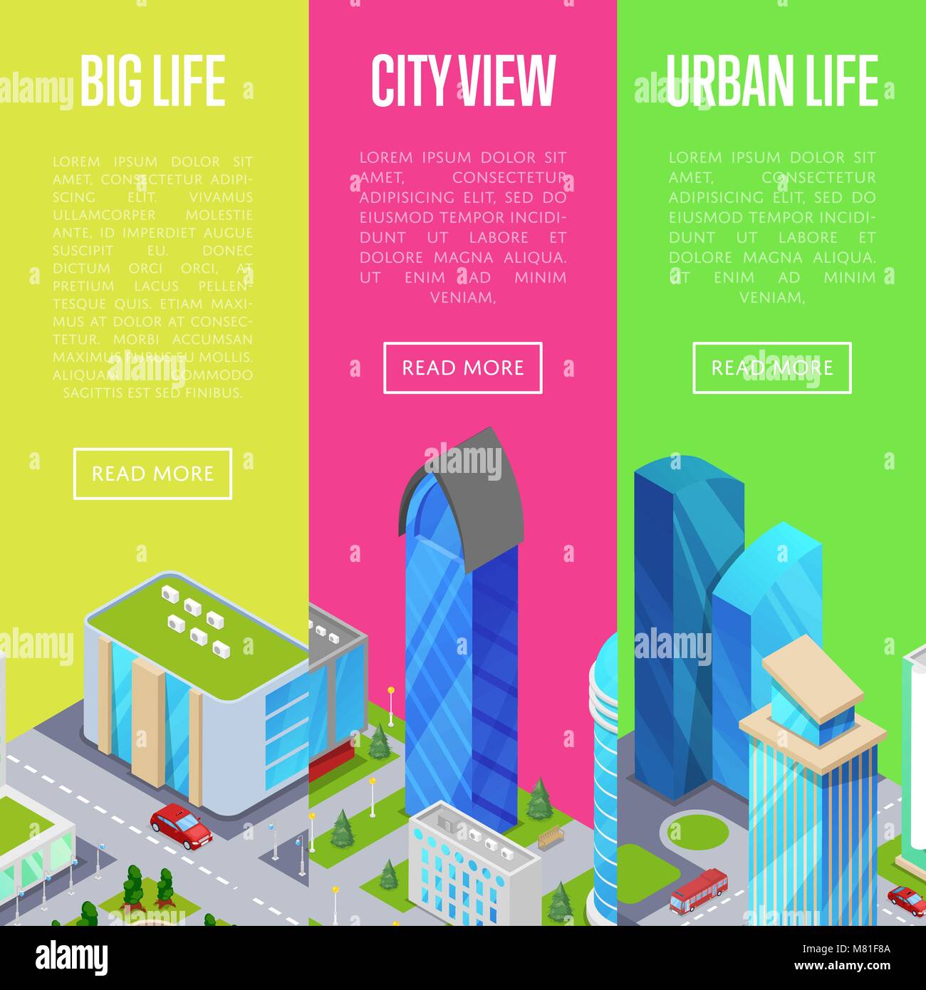 Big city life banners set Stock Vector Image & Art - Alamy