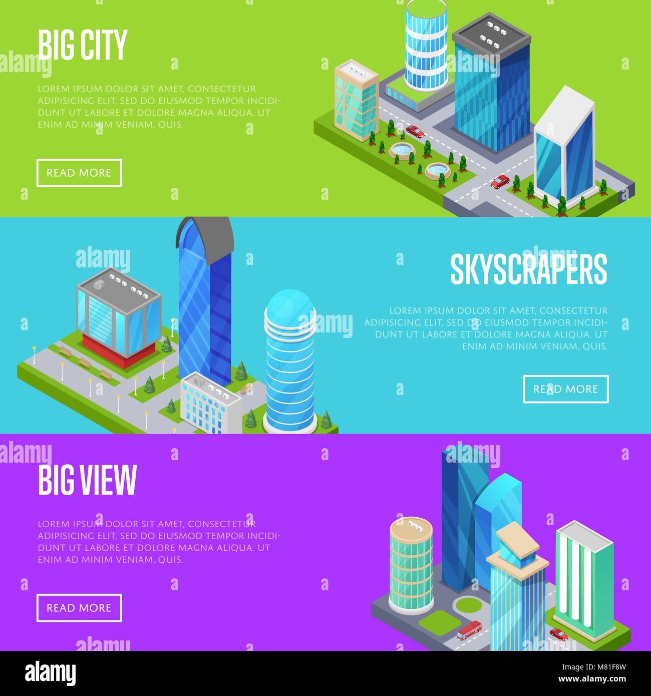 Skyscrapers in major city banners set Stock Vector Image & Art - Alamy