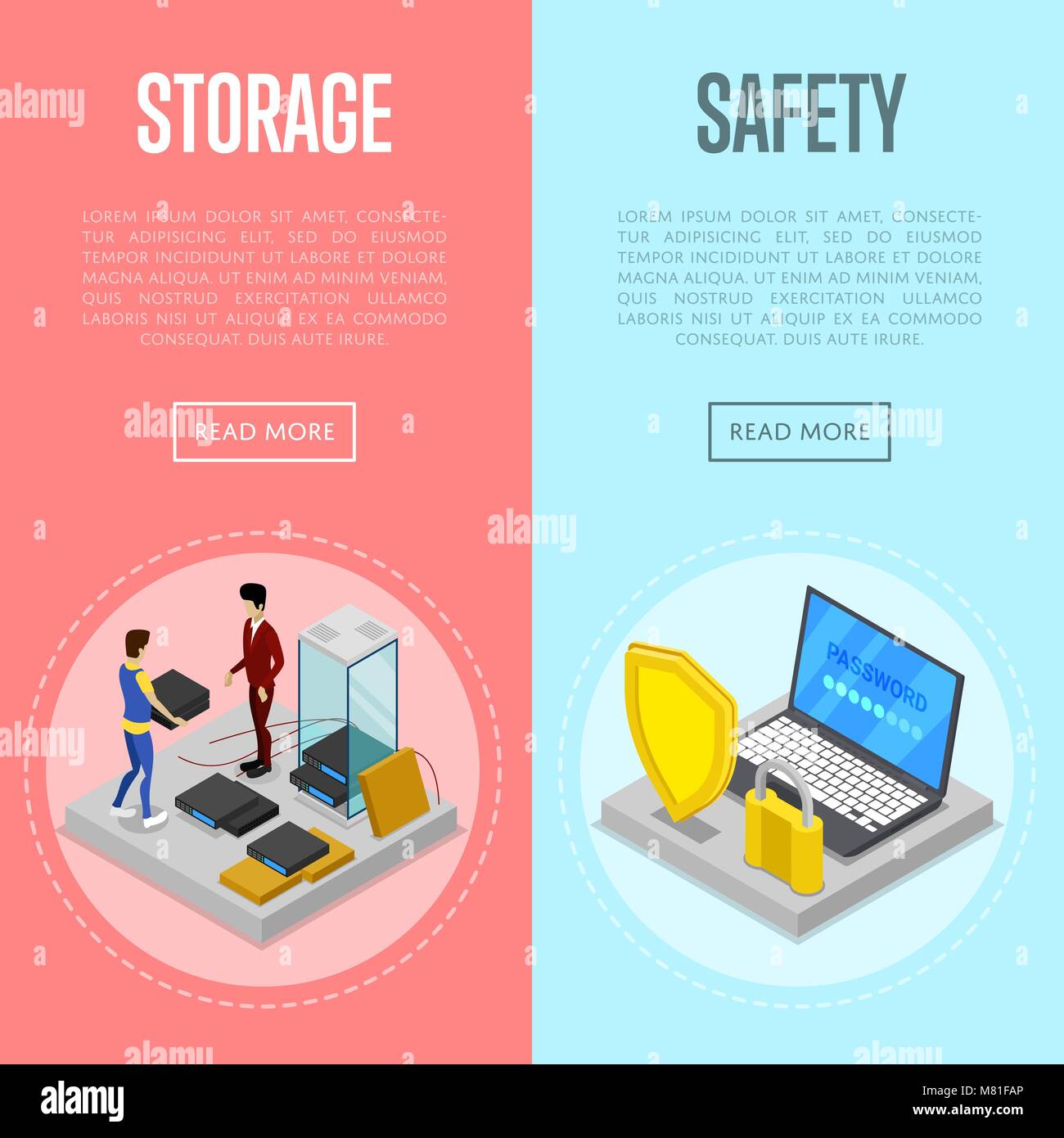 Data cloud storage safety isometric posters Stock Vector Image & Art ...