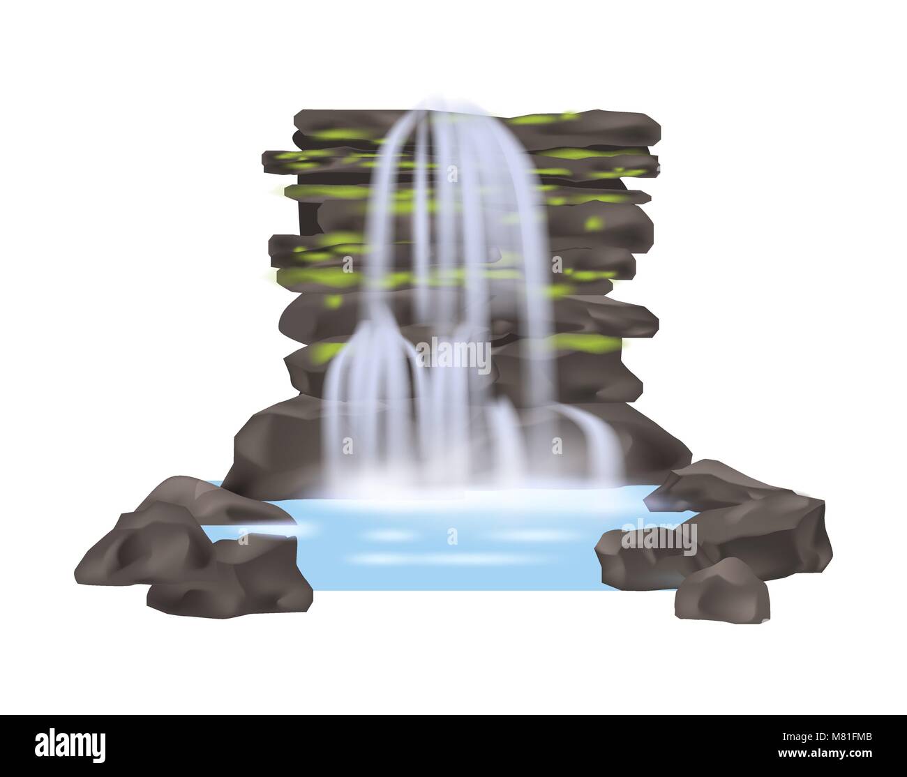 Mountain waterfall landscape Cut Out Stock Images & Pictures - Alamy