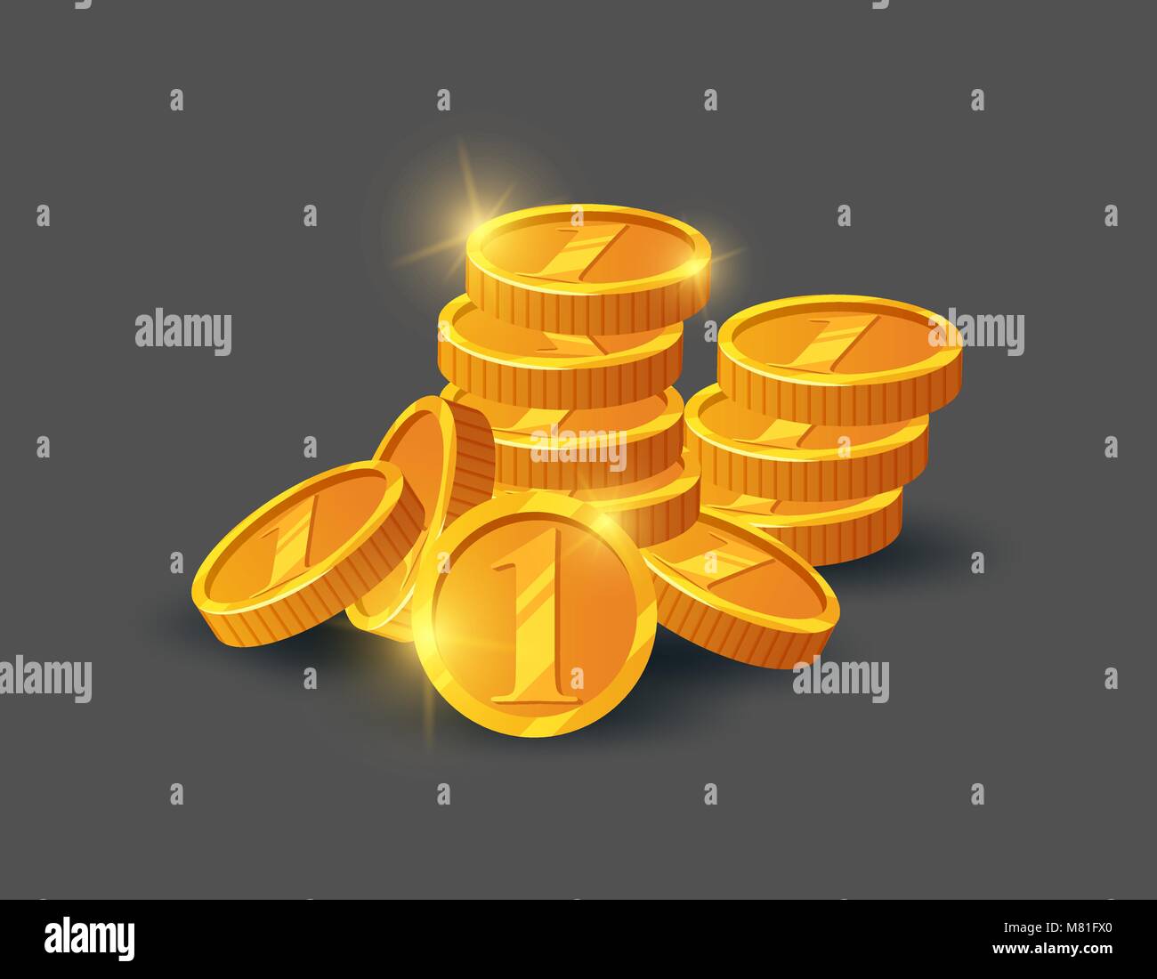 Gold coins pile treasure Stock Vector Images - Alamy