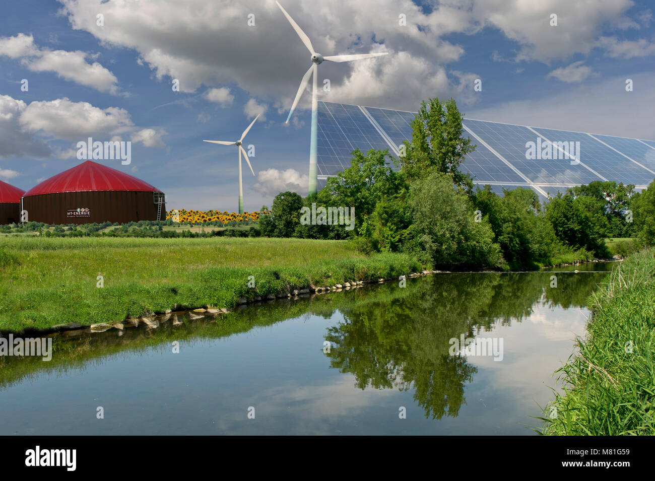 Water, wind, sun, biogas Stock Photo - Alamy