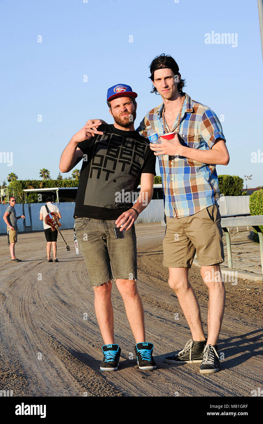 Nathaniel Motte (r) and Sean Foreman of 3OH!3 backstage portrait at the ...