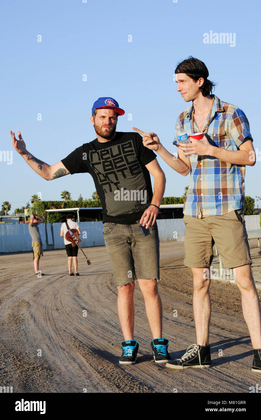 Nathaniel Motte (r) and Sean Foreman of 3OH!3 backstage portrait at the ...