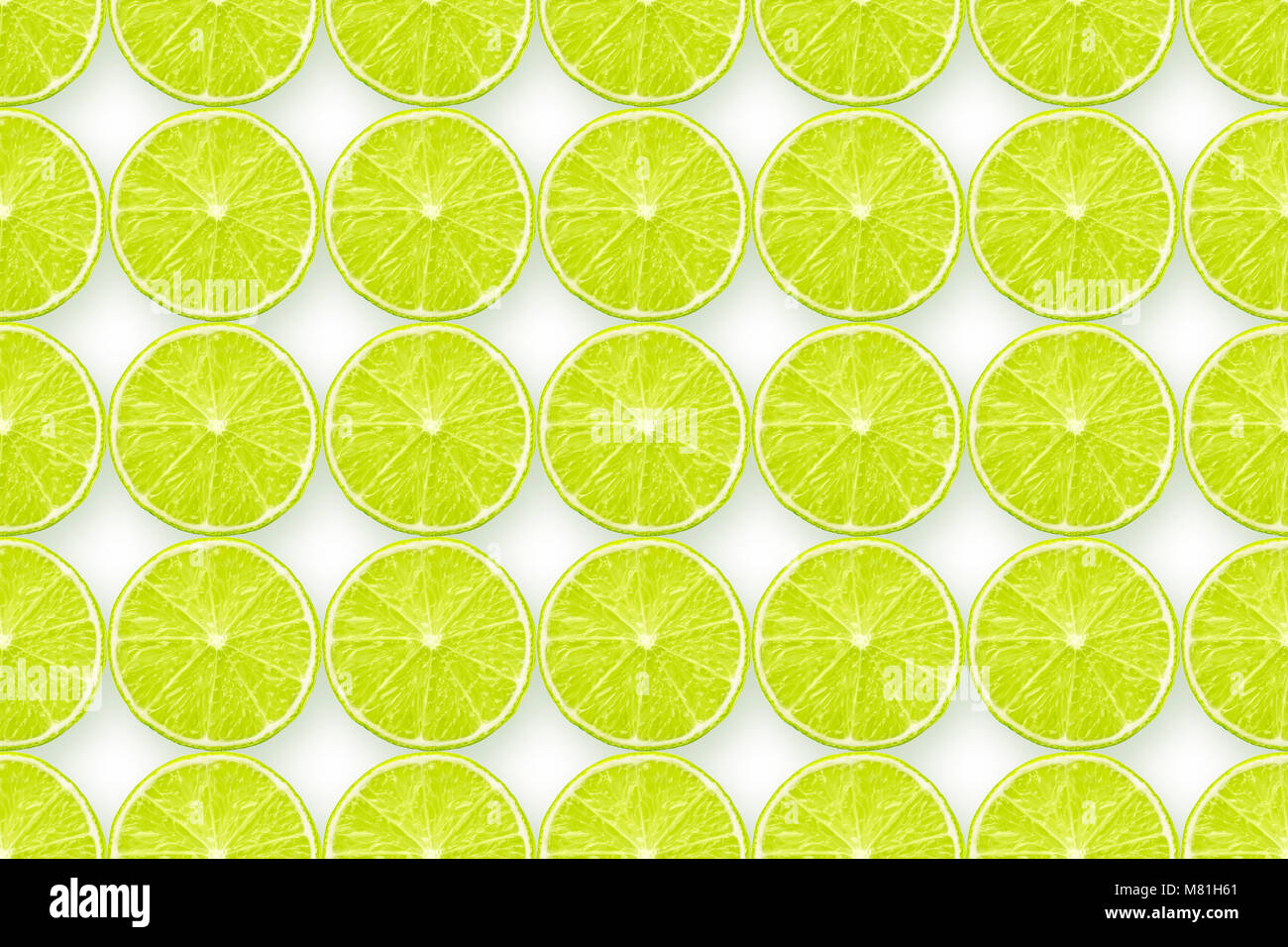 huge detailed background made from many lime slices on white, seamless ...