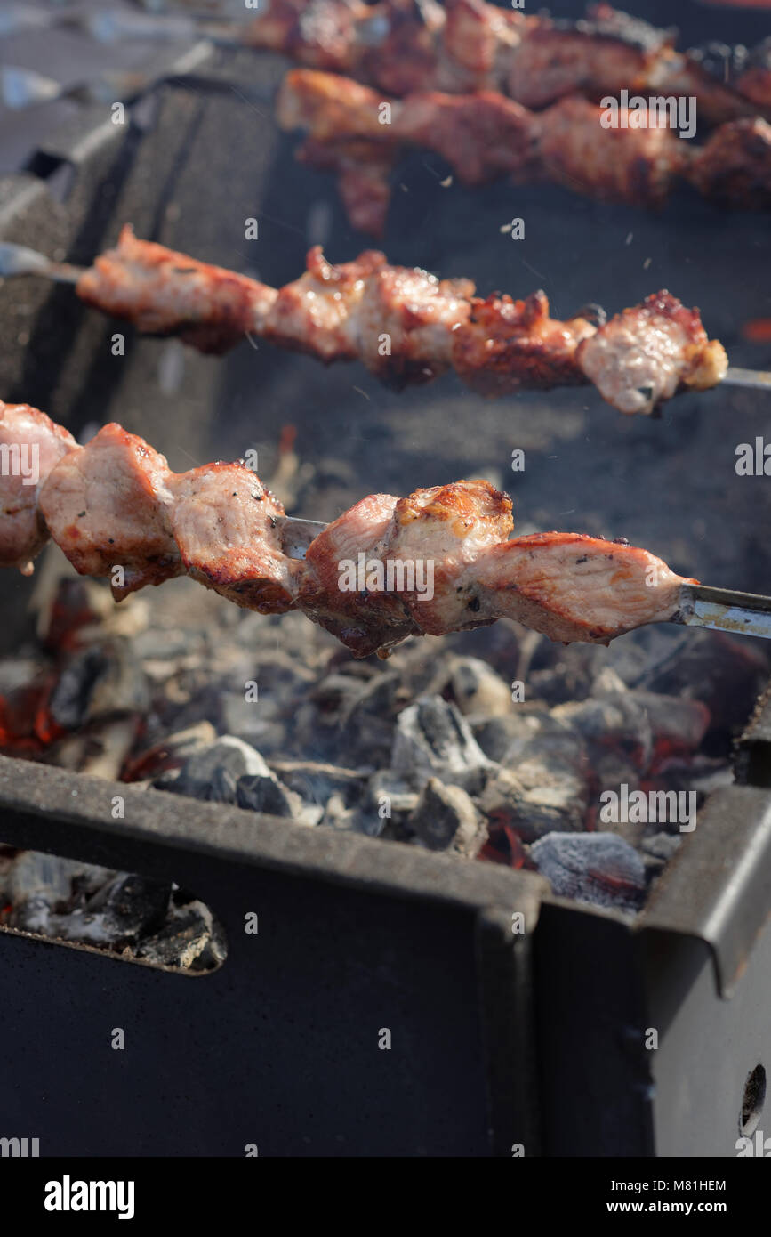 Grilled meat, Russian street food Stock Photo - Alamy