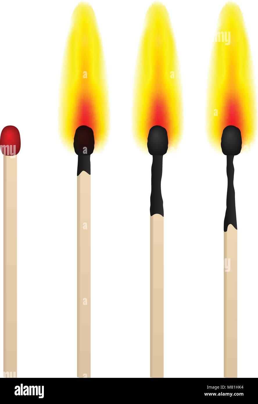 match on fire on a white background. Vector illustration Stock Vector ...