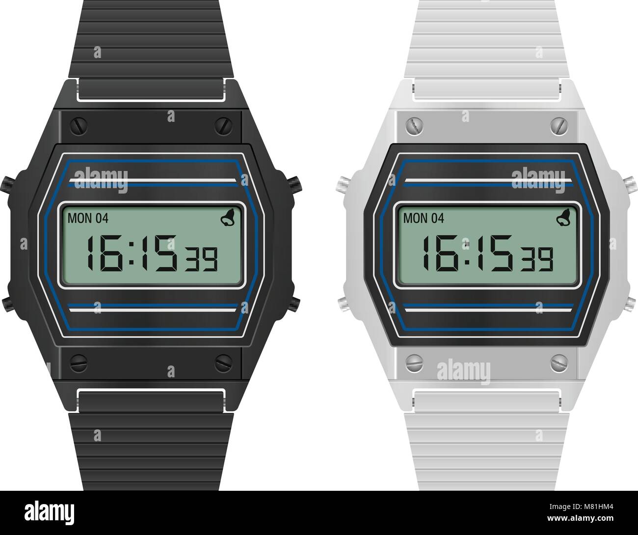 Retro digital watch set on a white background Stock Vector Image & Art ...