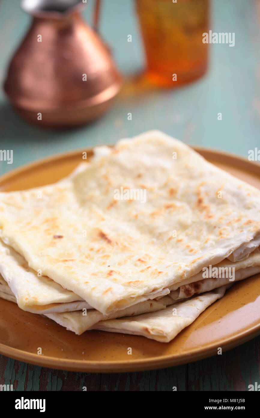Stack of gozleme, the traditional Turkish pastry with cheese Stock ...