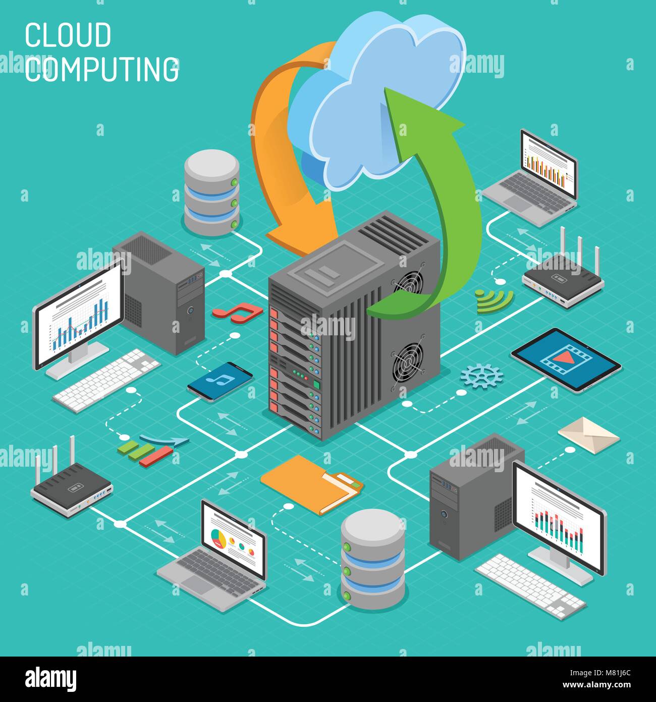 Data Network Cloud Computing Technology Isometric Stock Vector Image And Art Alamy