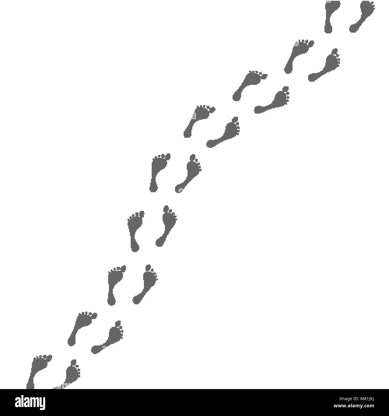 Human barefoot foot track. Traces isolated on white background Stock ...