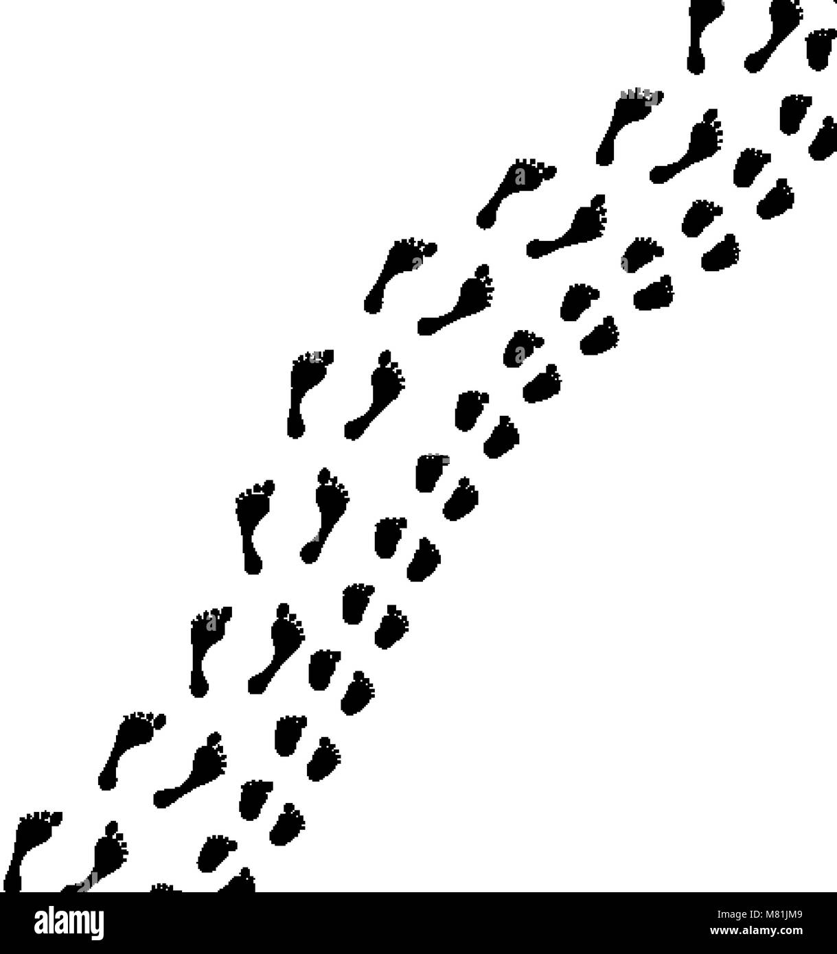 Adult and child barefoot traces isolated on white background Stock ...