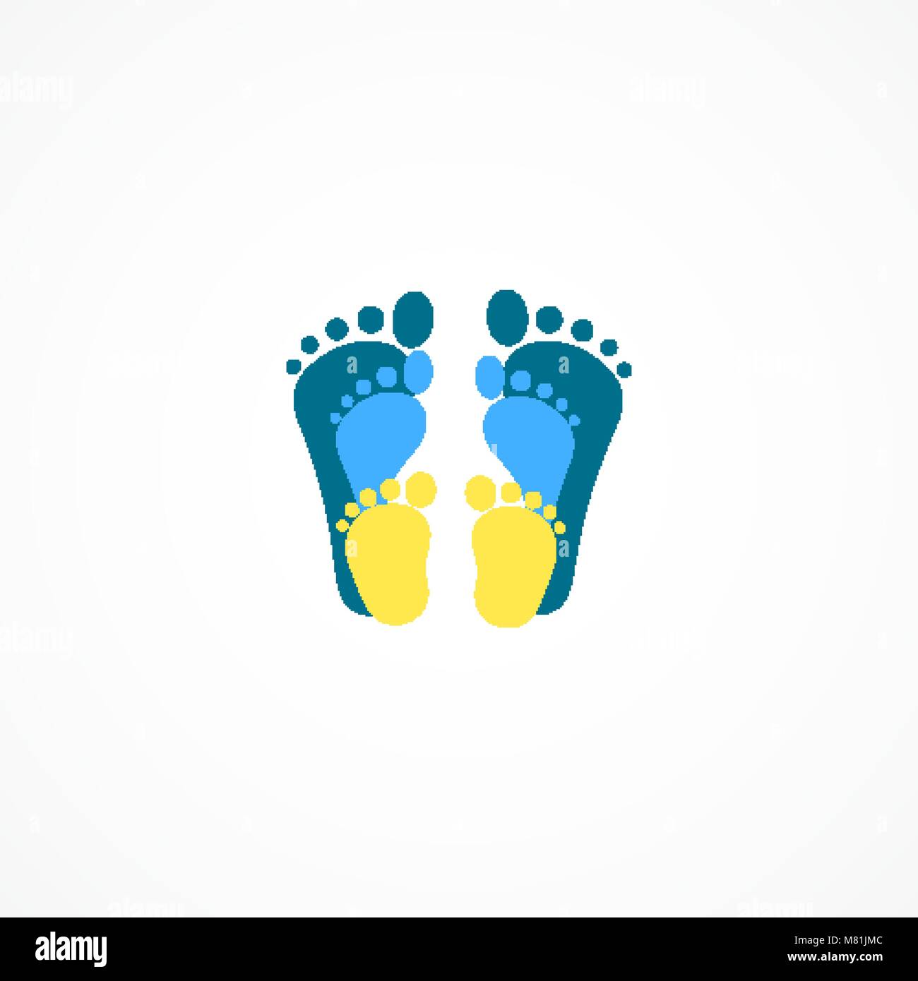 Bareboot family logotype design with father, mother and a child foots ...