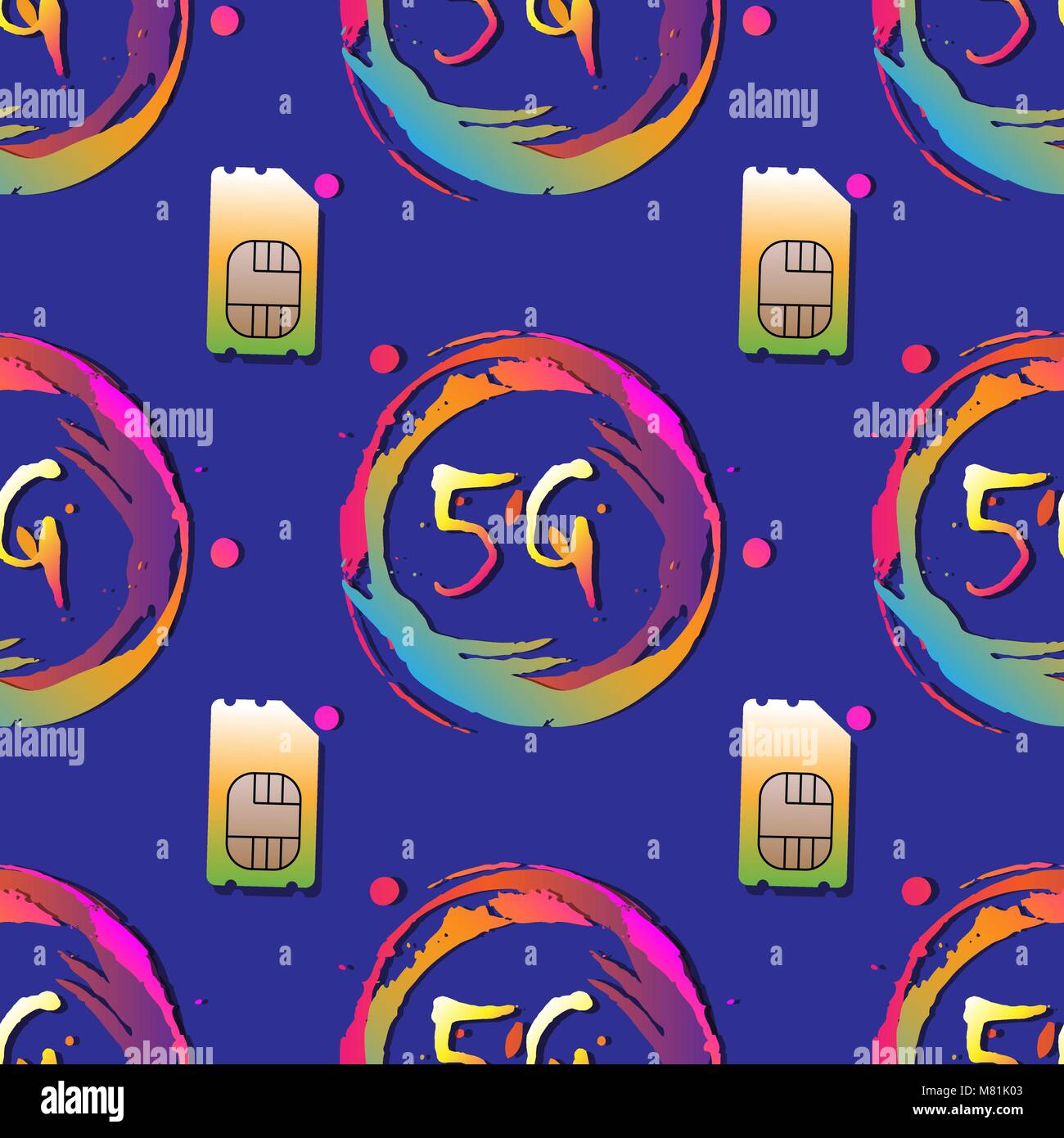 5g sim card. Mobile technologies. Seamless pattern Stock Vector Image ...