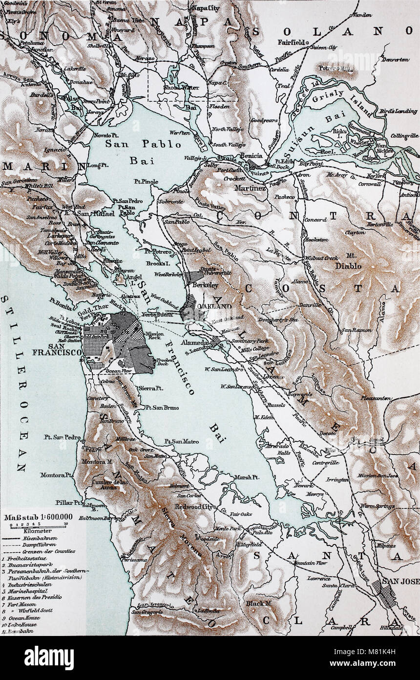 city map from the year 1892: San Francisco, America, USA, digital ...