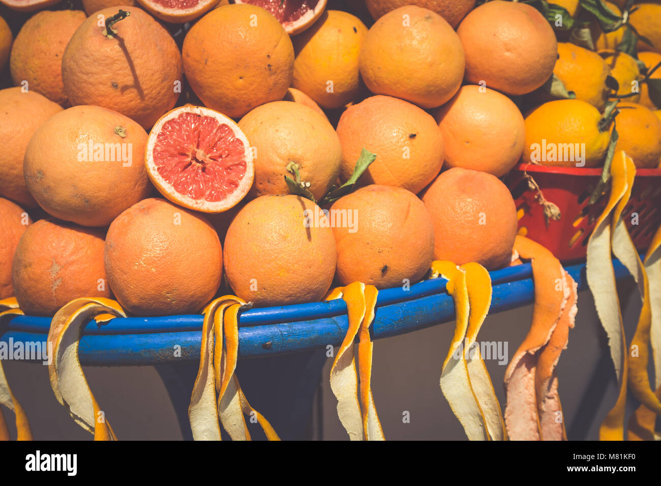 Orange juice stand in Essaouira, Morocco Stock Photo - Alamy