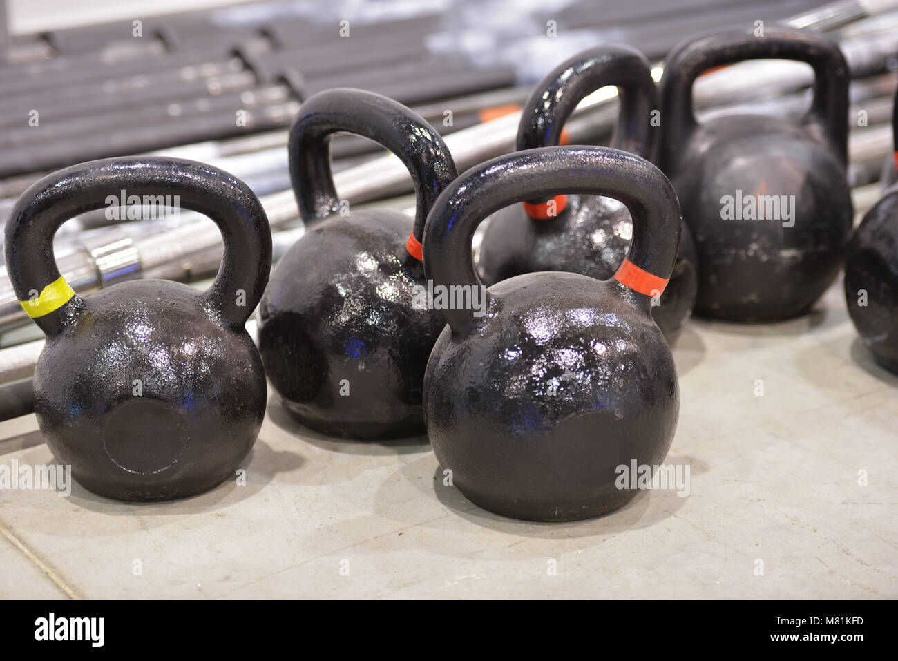 Set of Kettlebells in the gym Stock Photo - Alamy
