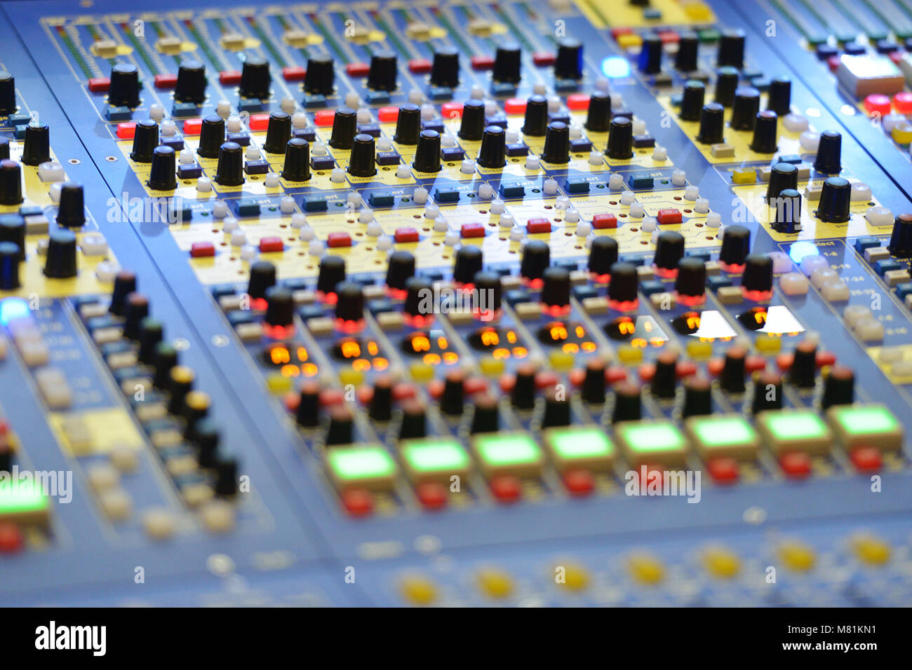 Closeup view of sound mixer control Stock Photo - Alamy