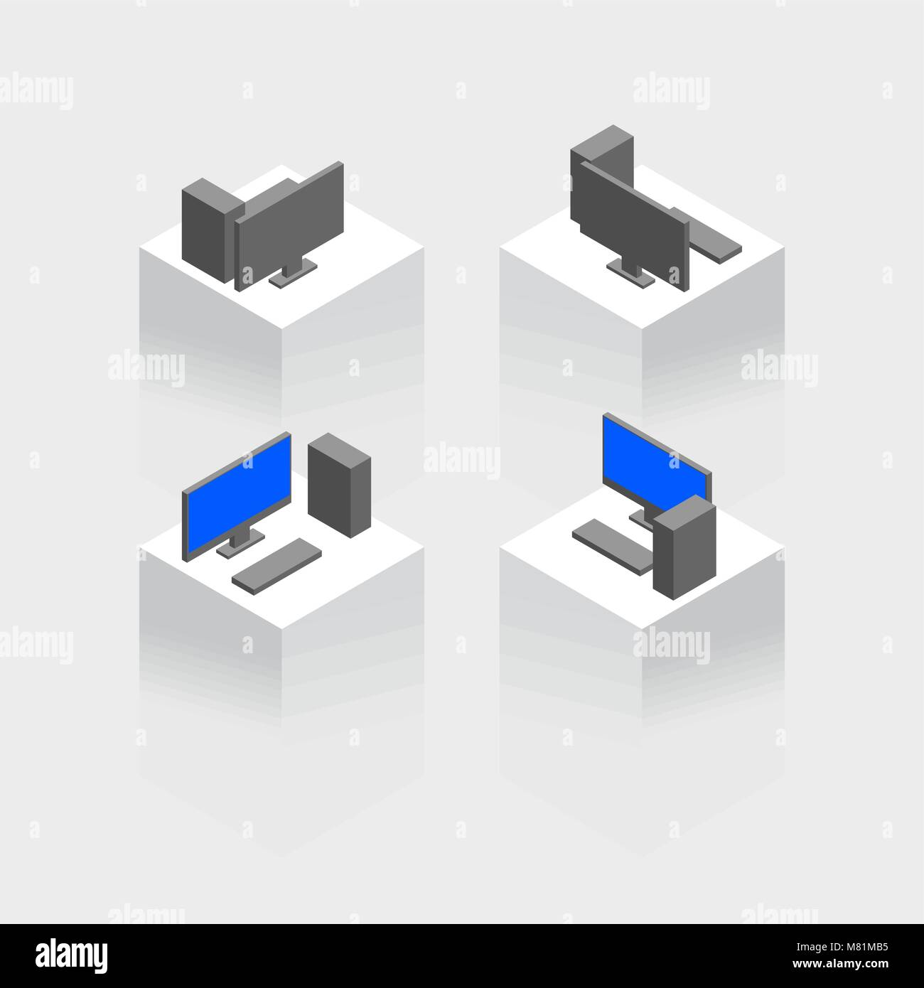 Isometric pc monitor icon. Computer technology vector sign Stock Vector ...