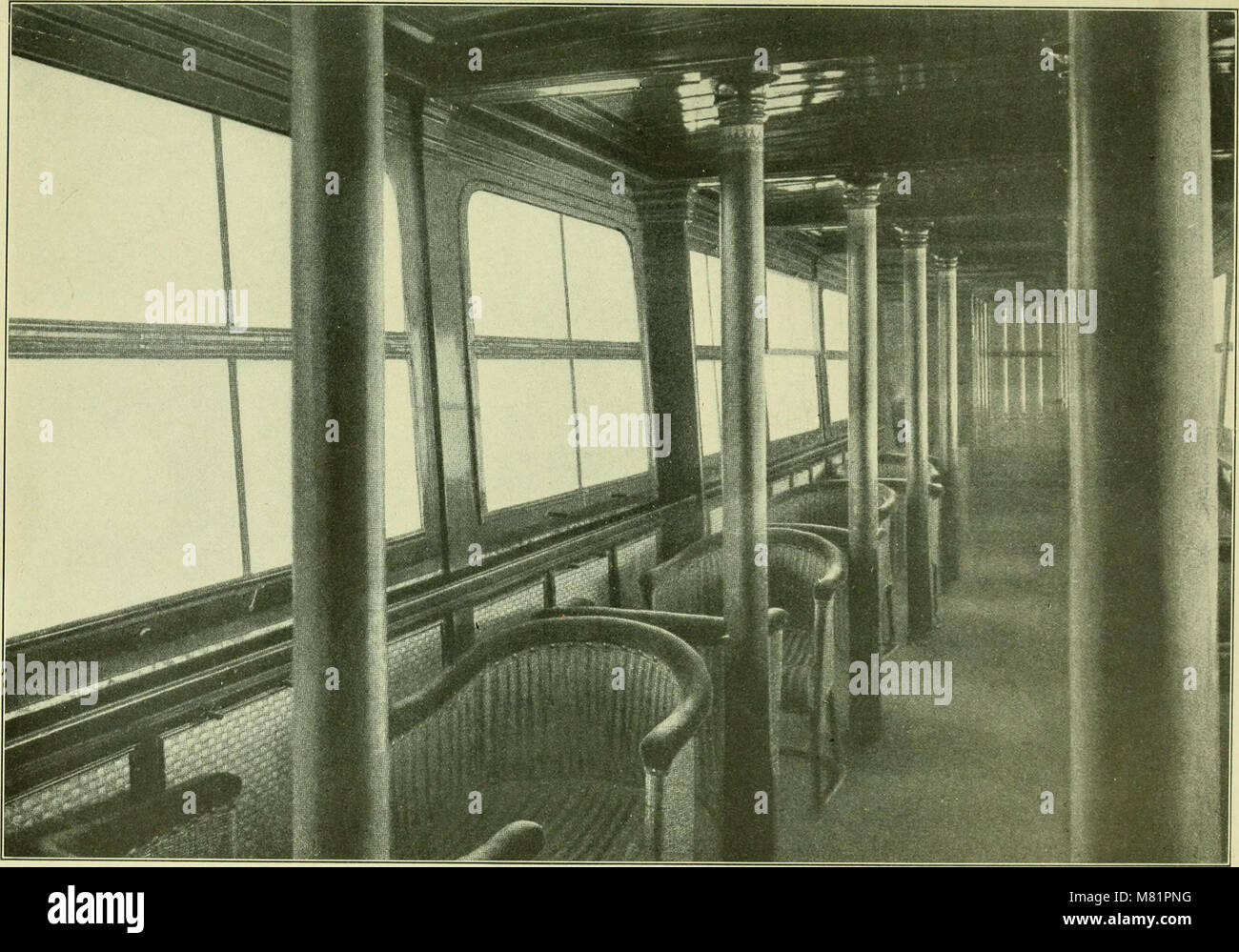 The cabin of the Zeppelin airship 'Hansa', showing its interior design ...