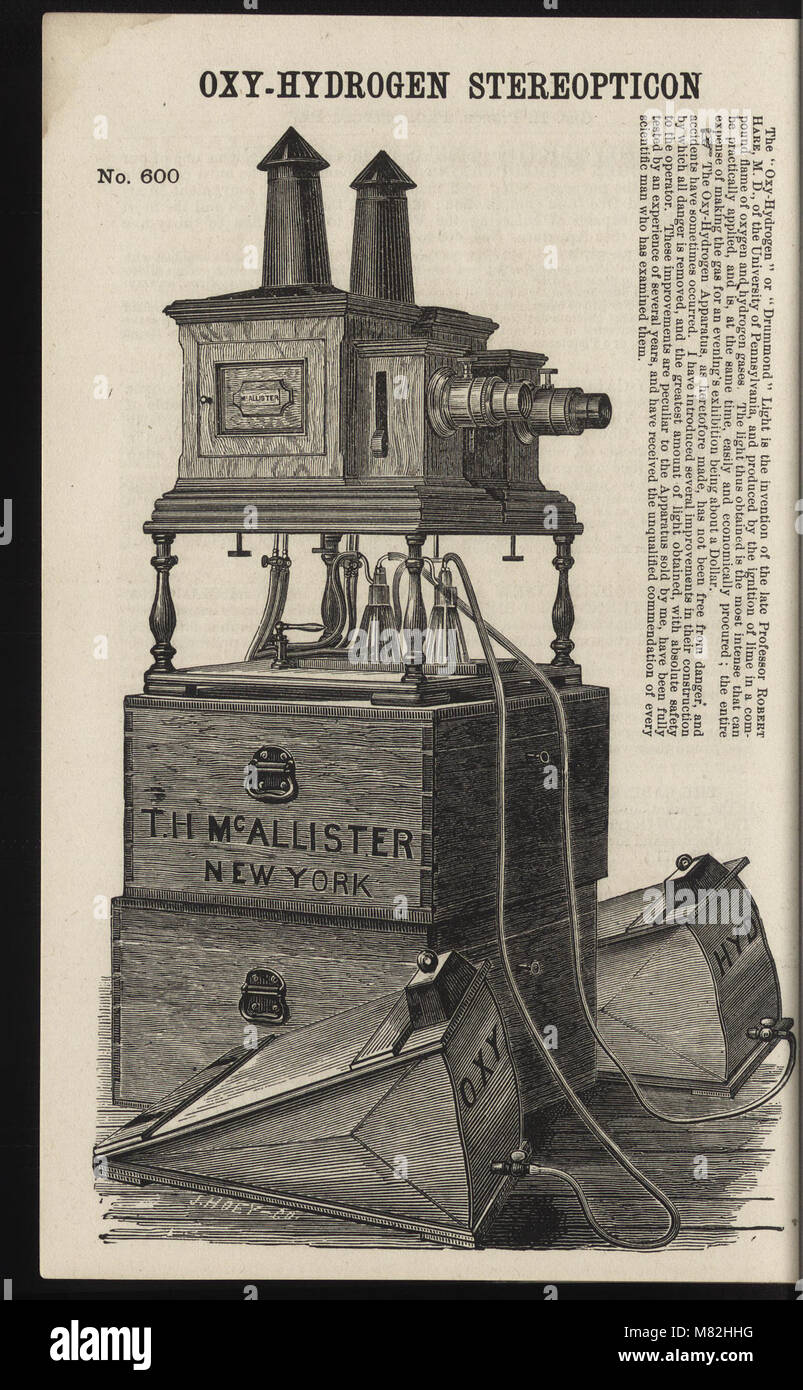 This catalogue features stereopticons, dissolving view apparatus, and magic lanterns, providing ...
