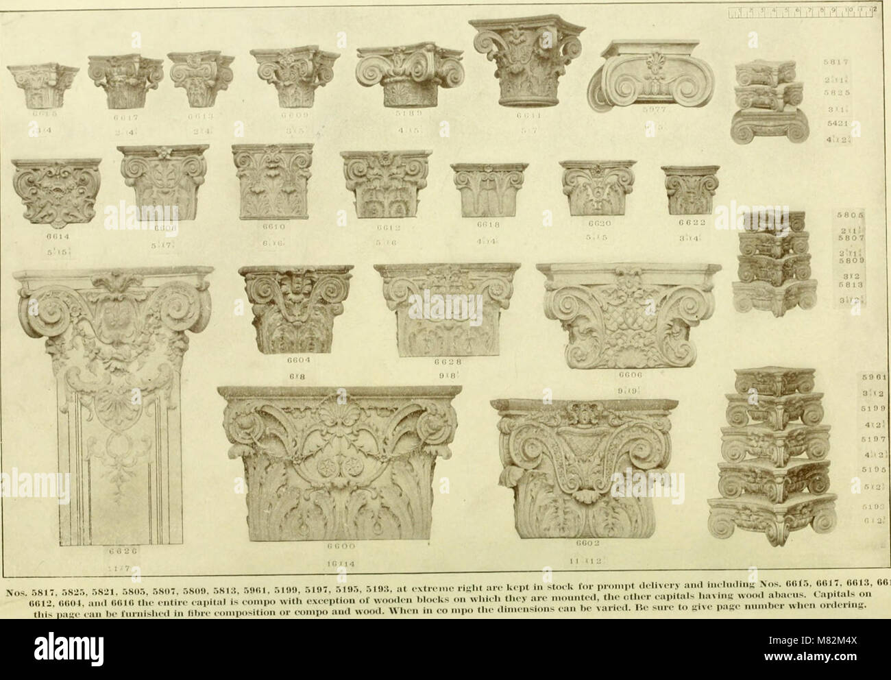 This 1900 catalog provides a detailed collection of capitals, brackets ...
