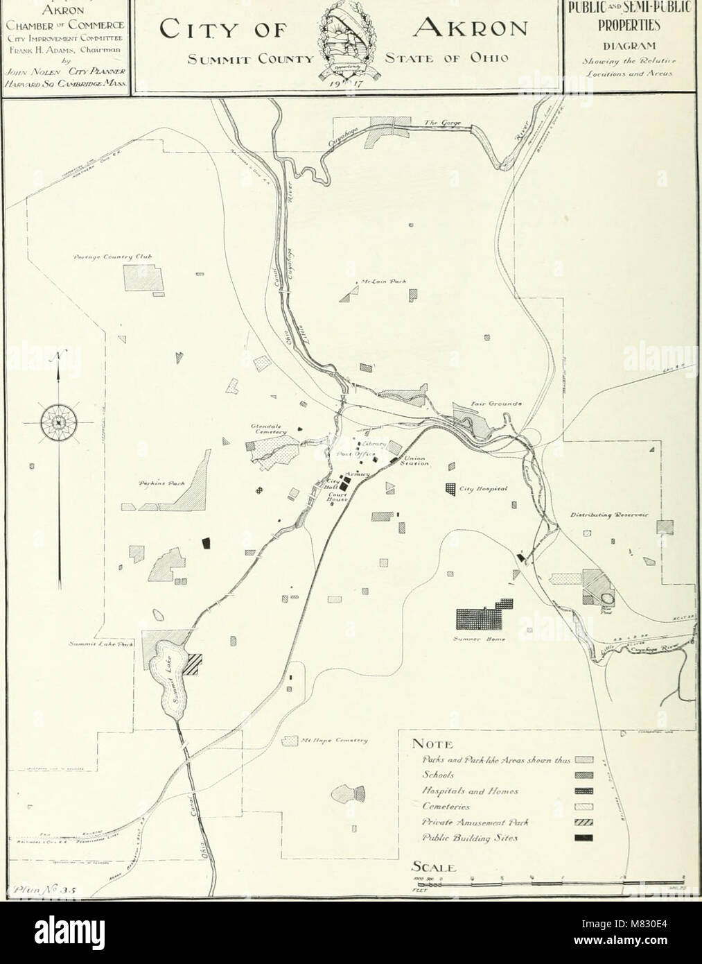 The 1919 city plan for Akron, Ohio, was developed for the local Chamber ...