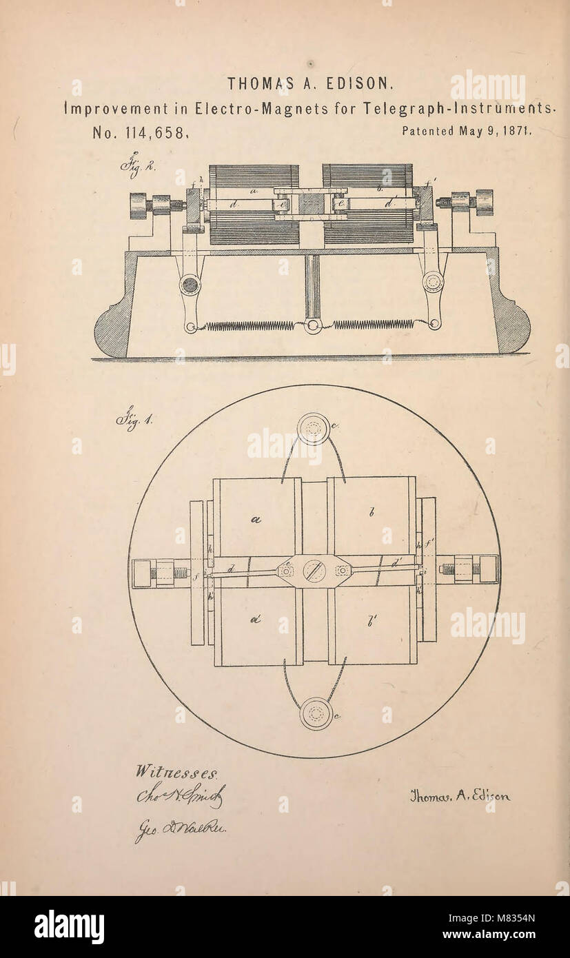 A collection of patents awarded to Thomas A. Edison between 1869 and ...