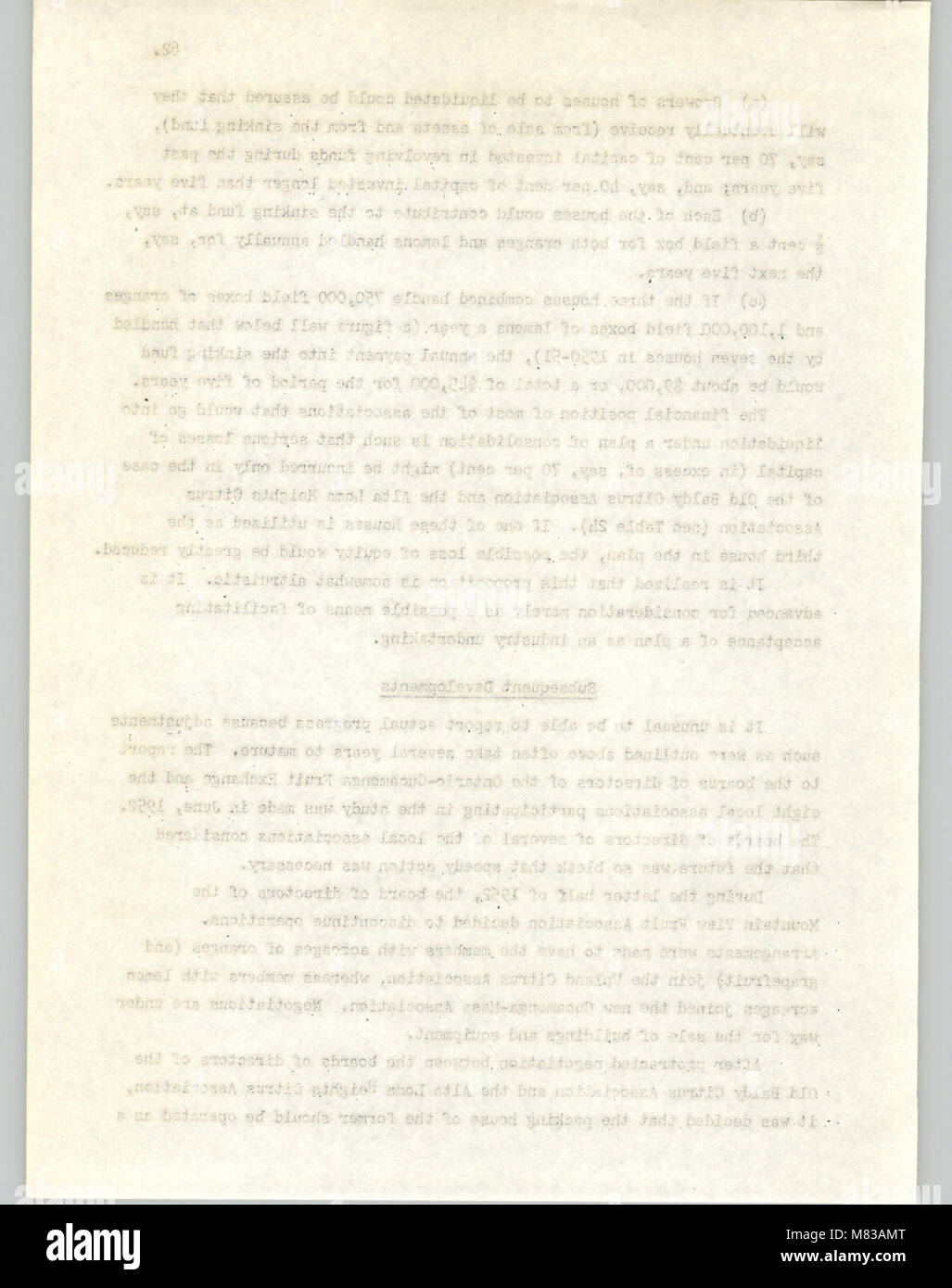 The 1953 report discusses the consolidation of citrus packing houses in ...