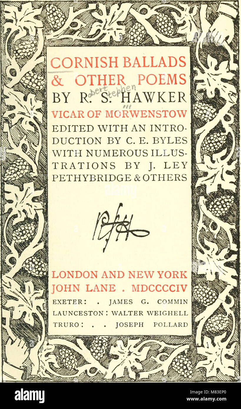 Cornish ballads and other poems (1904) (14593897659 Stock Photo - Alamy
