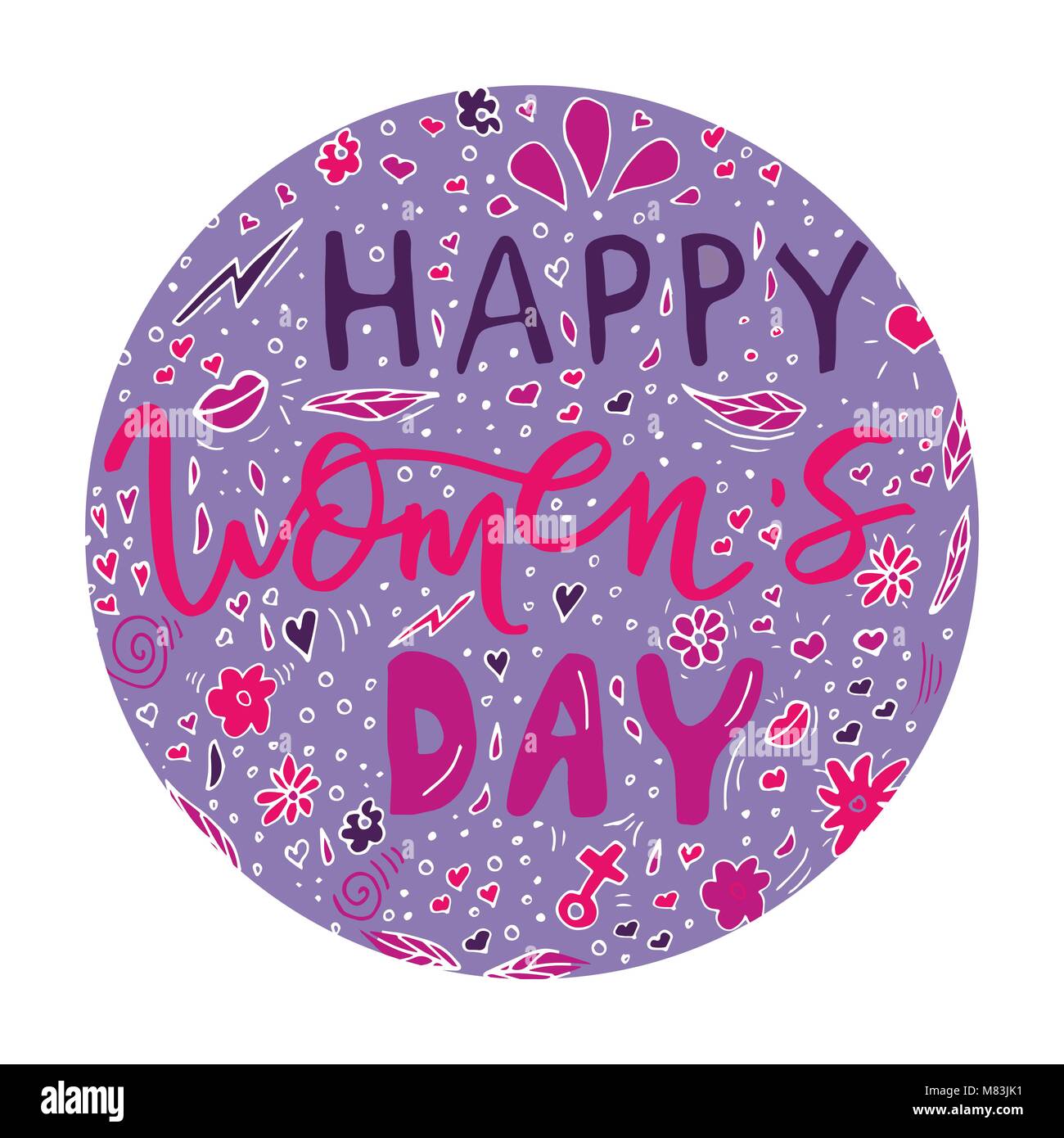 Handwritten happy woman day Cut Out Stock Images & Pictures - Alamy