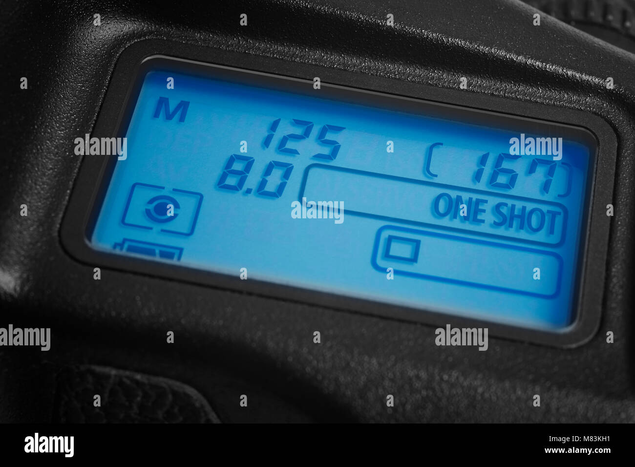Digital photo camera display with exposure and diaphragm information ...