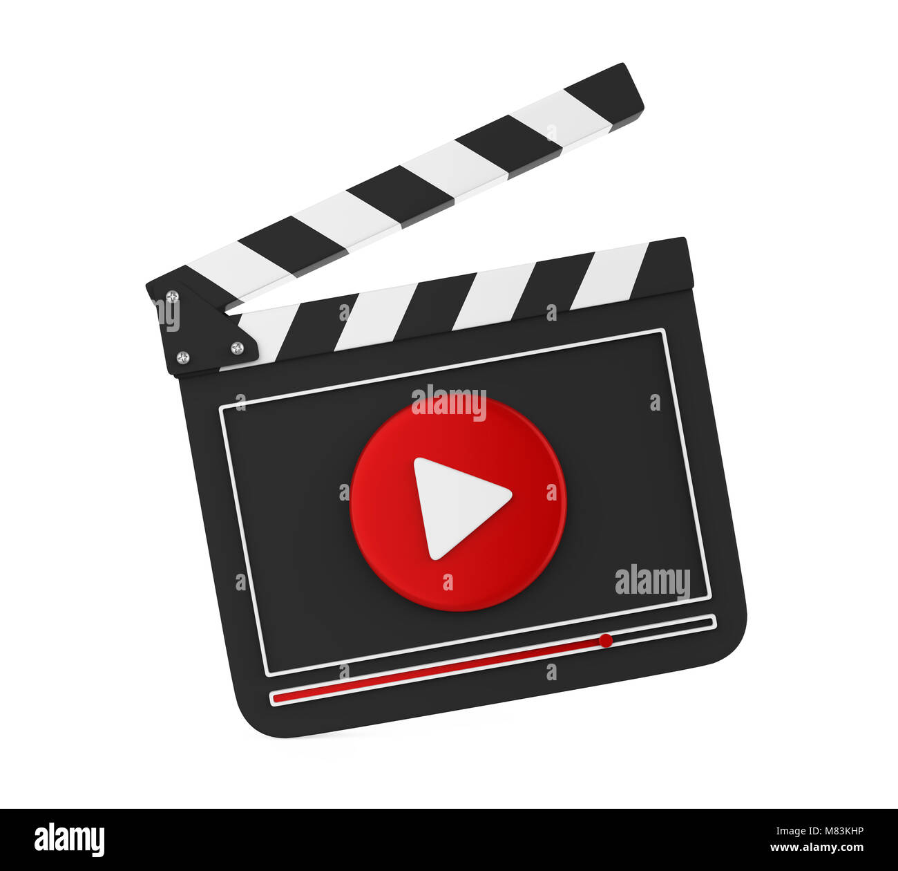 Movie Slate with Play Button Isolated Stock Photo - Alamy