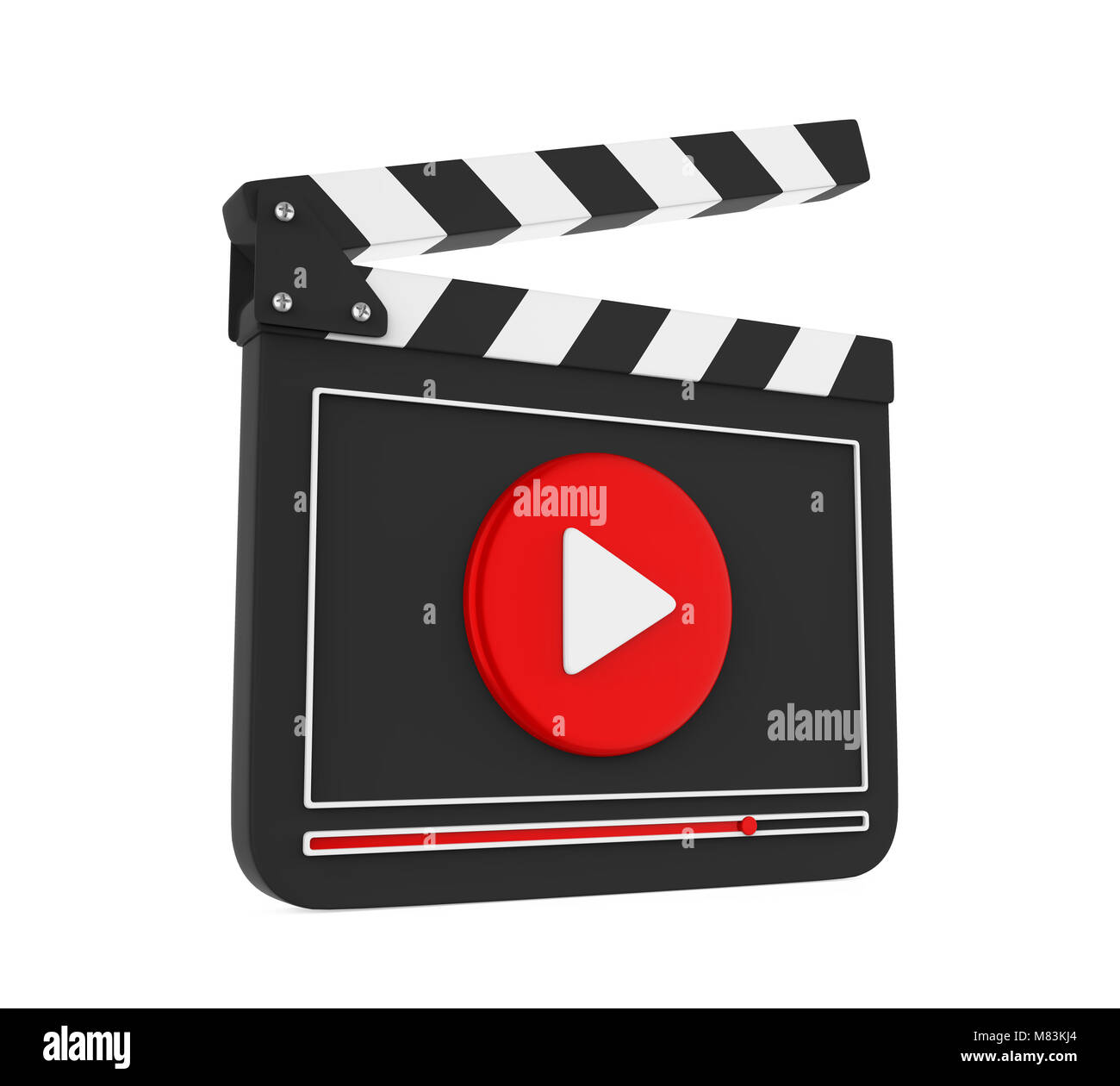 Movie Slate with Play Button Isolated Stock Photo - Alamy