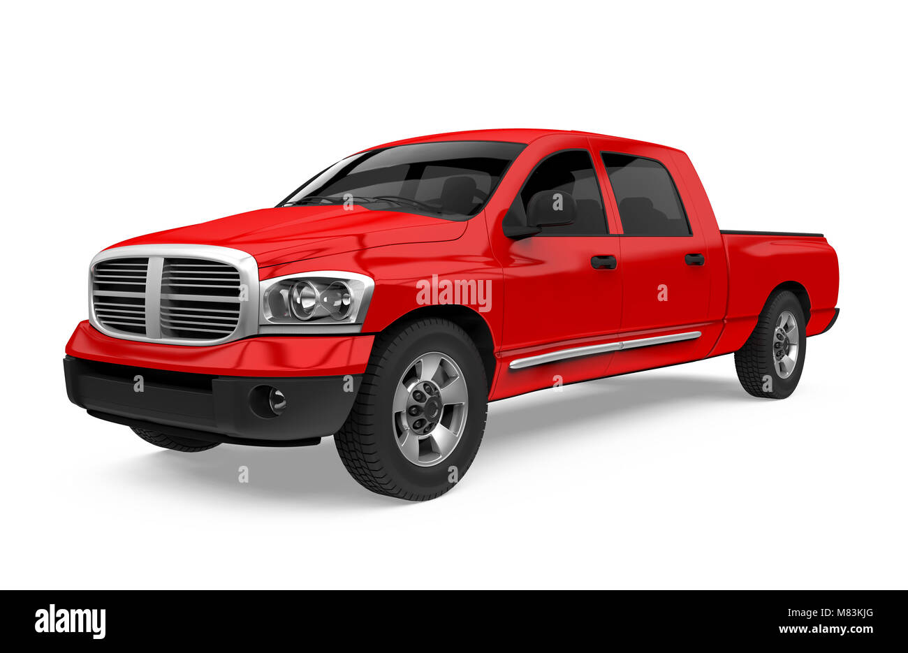 Side view of red pickup truck Cut Out Stock Images & Pictures - Alamy