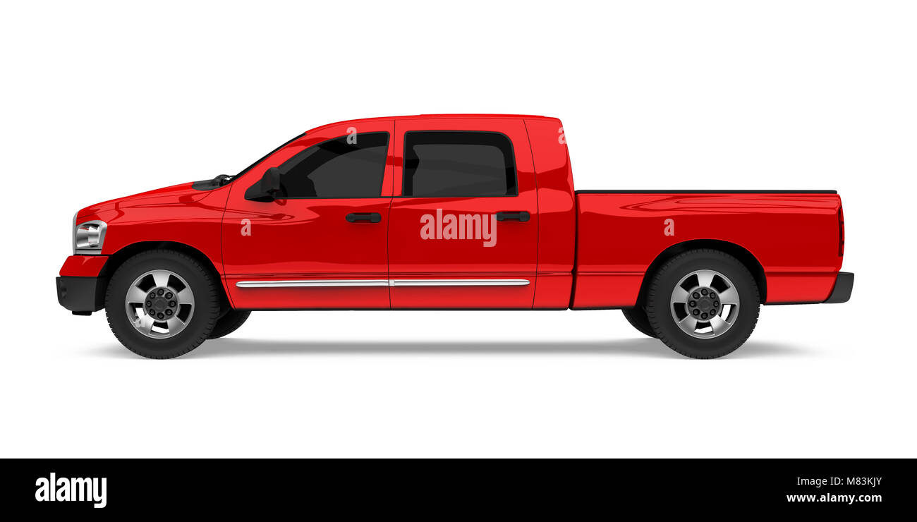 Red Pickup Truck Isolated Stock Photo - Alamy