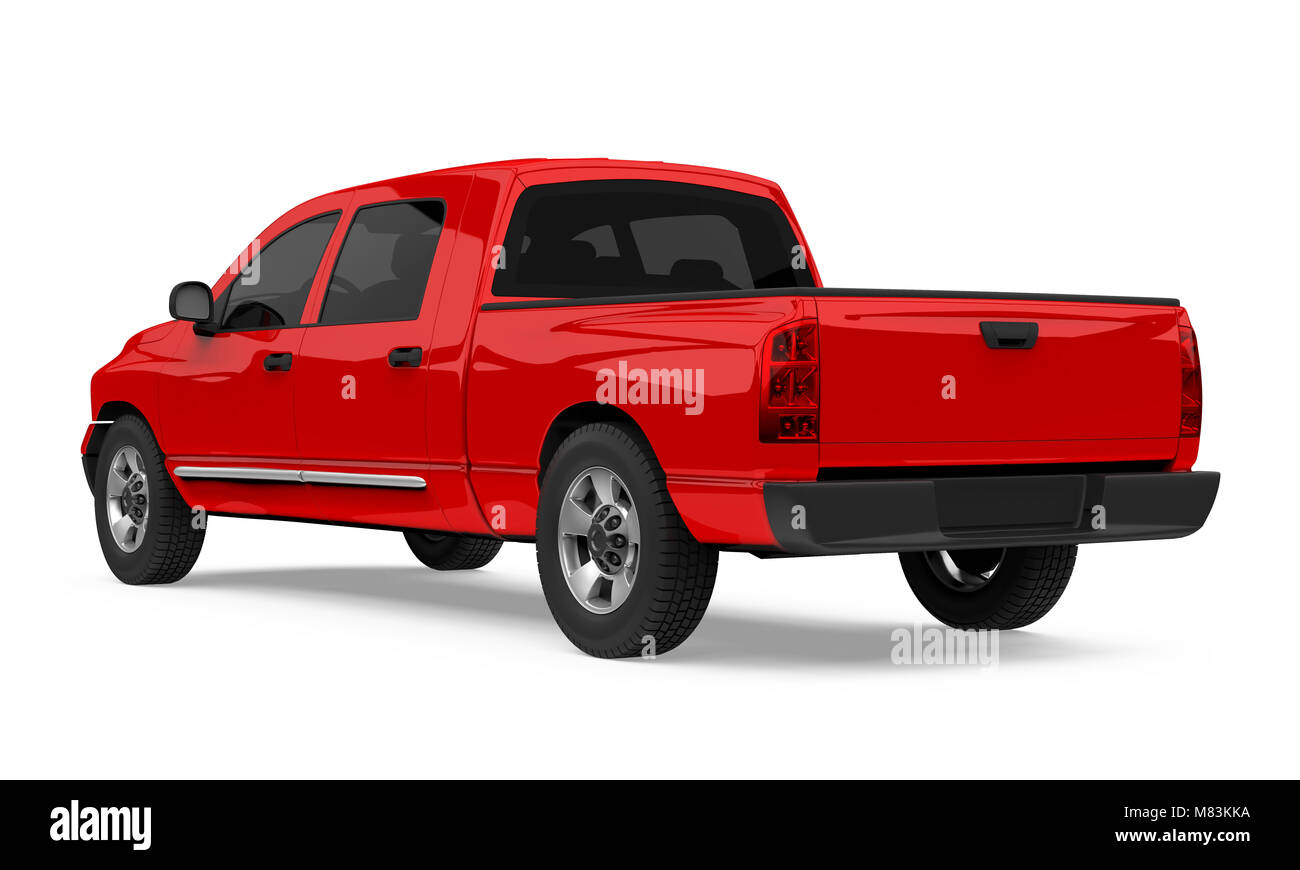 Red Pickup Truck Isolated Stock Photo - Alamy