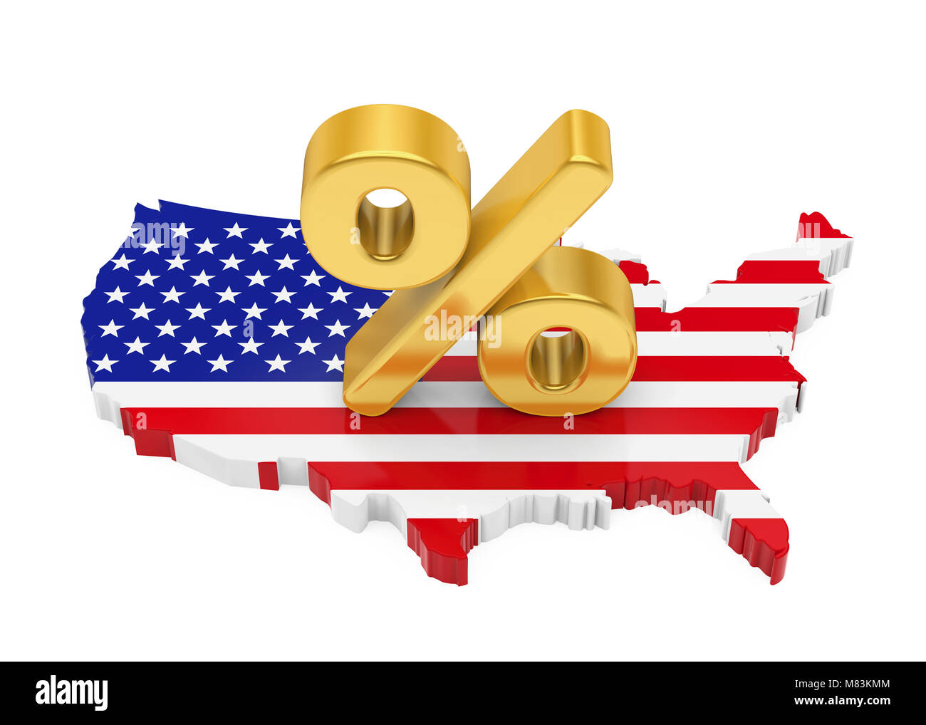 Percent Sign with United States Map Flag Isolated Stock Photo - Alamy
