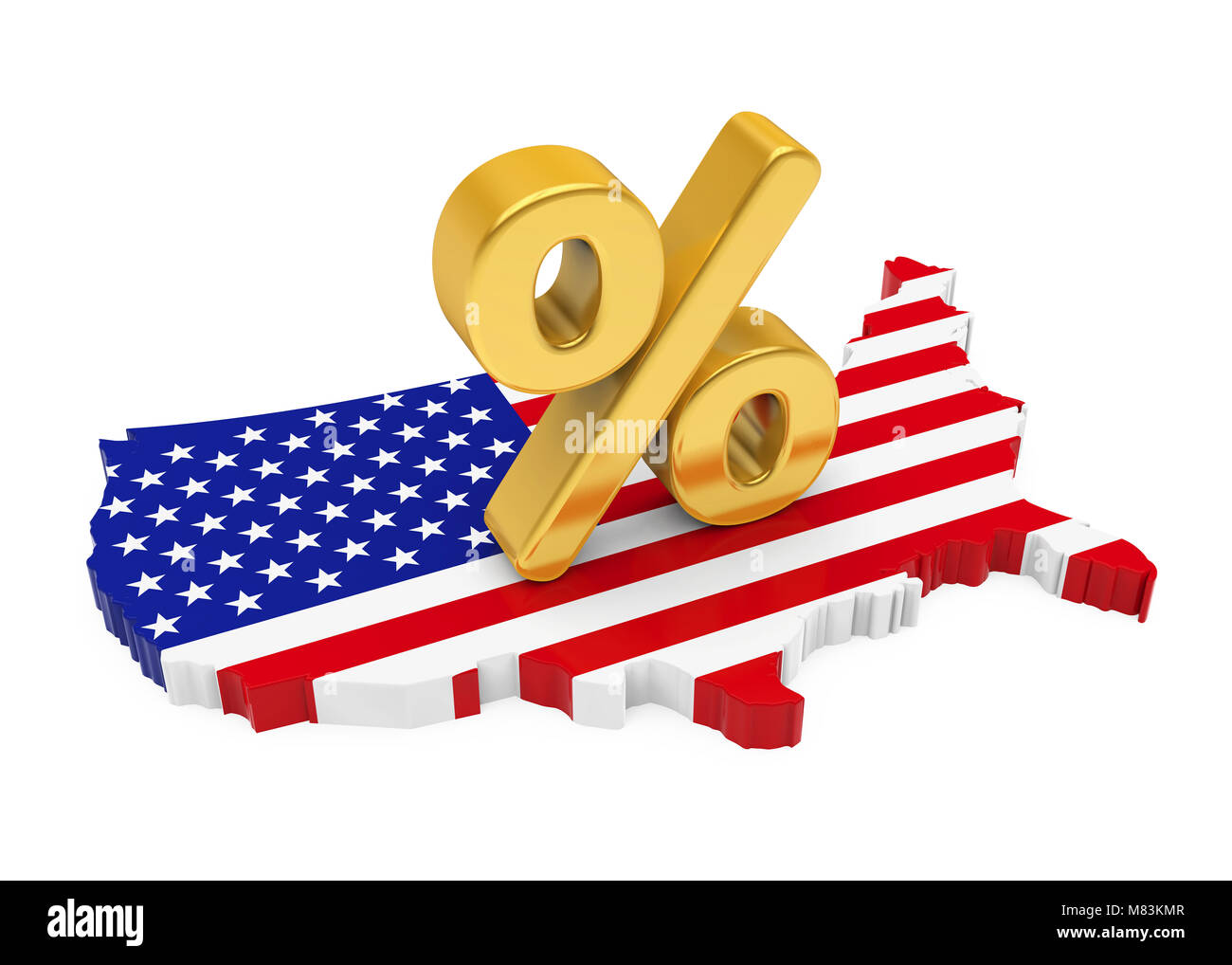 Percent Sign with United States Map Flag Isolated Stock Photo - Alamy