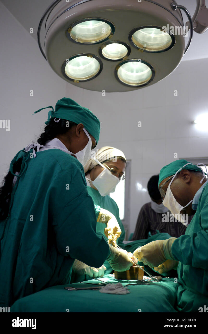 Hyderabad, India - 19 September 2015 : Surgical team perform an ...