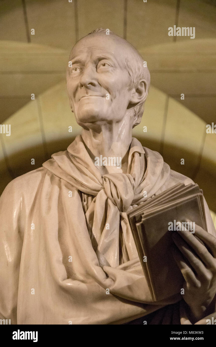 statue of Voltaire above his tomb, crypt of the Pantheon, Paris, France ...
