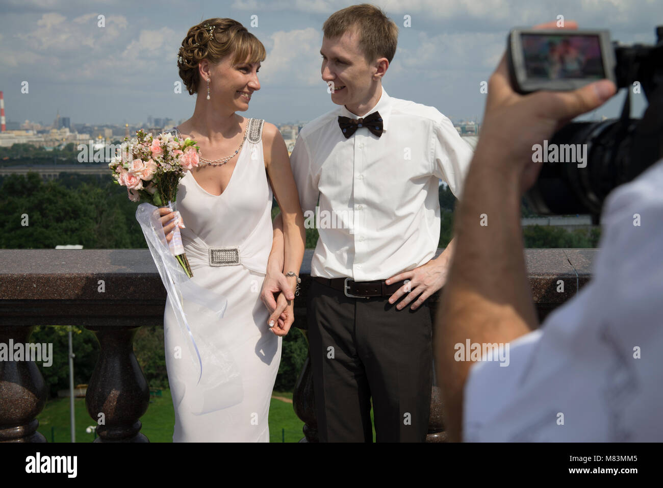 Portrait of bride and groom, Moscow, Russian Federation, 2013 Stock ...