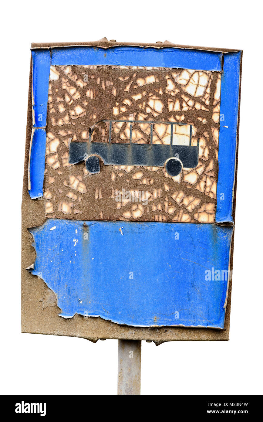 Old Bus Sign Transportation Symbol. Old Rusty Road Sign Consumed by the ...