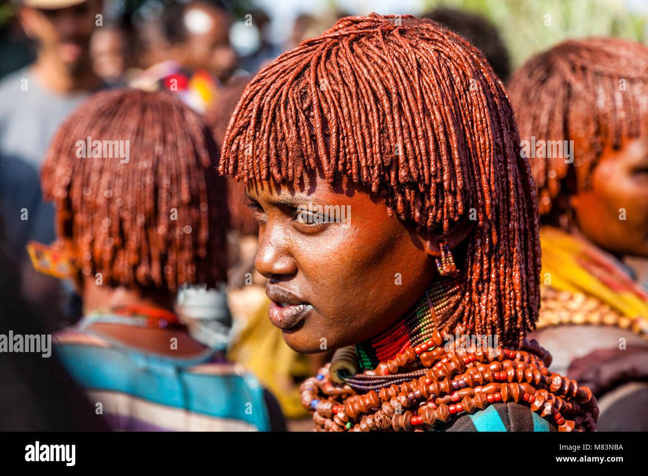A Young Hamar Tribe Woman At A Bull Jumping Ceremony, Dimeka, Omo ...