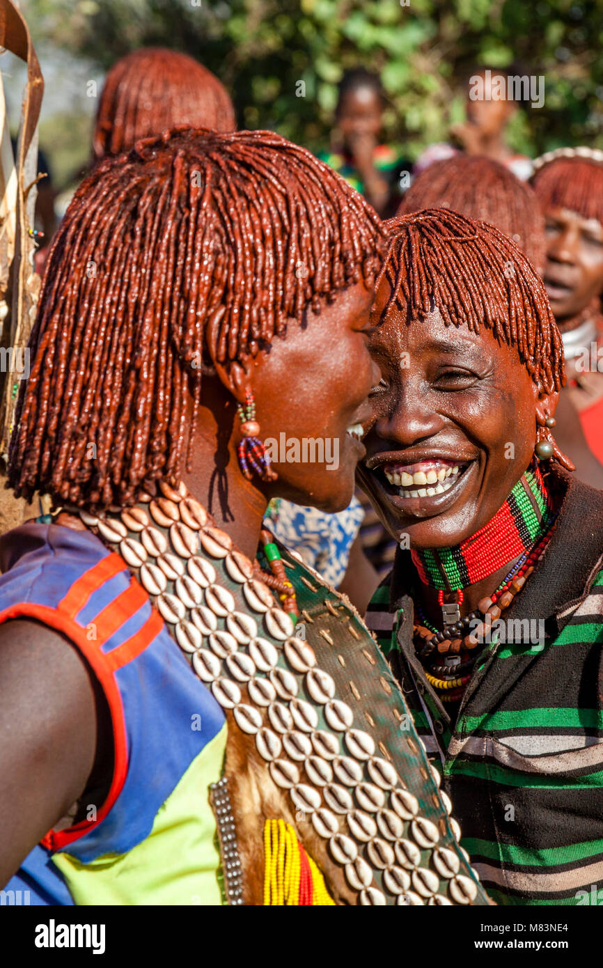 Hamar Tribe Women At A Bull Jumping Ceremony, Dimeka, Omo Valley ...