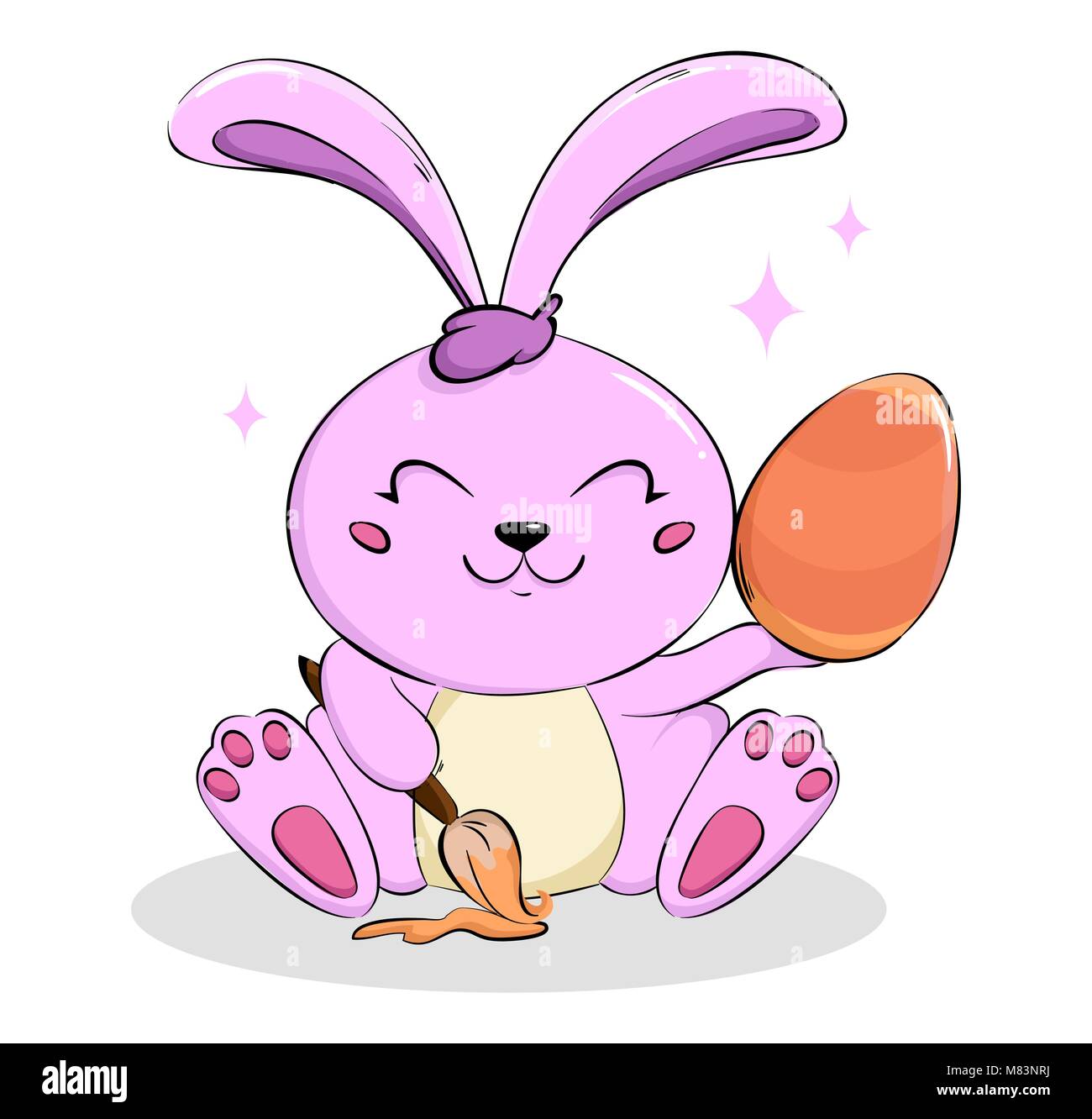 Easter bunny for holiday. Cute pink rabbit, cartoon character with ...