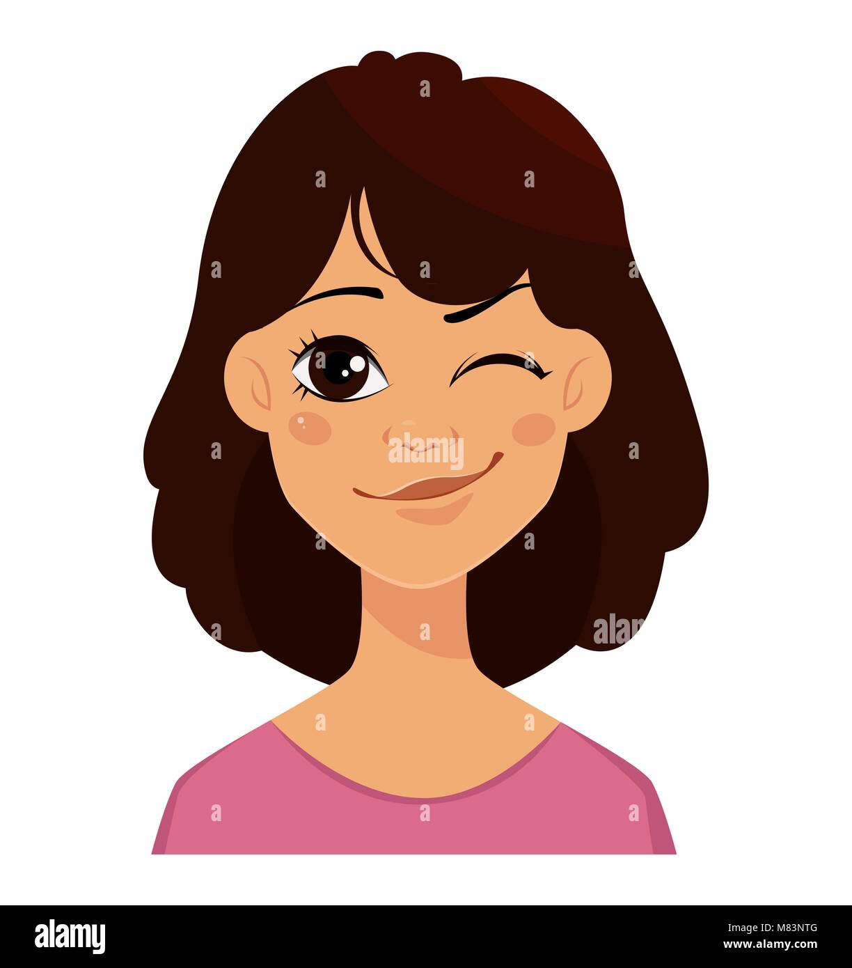 Cartoon Girl Eyes Winking